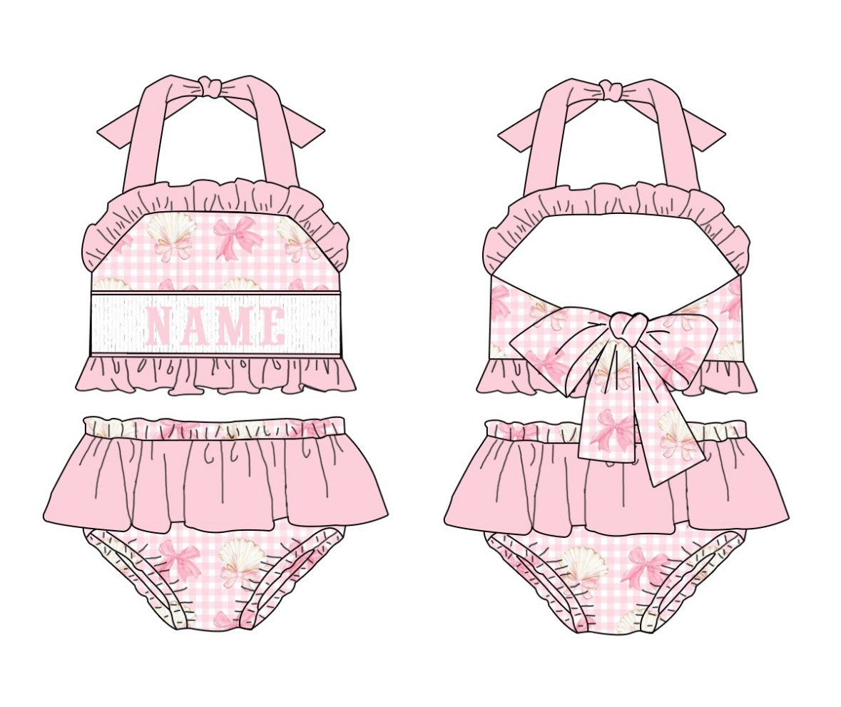 Hand Smocked custom name bathing suit – Caius and Gracie boutique